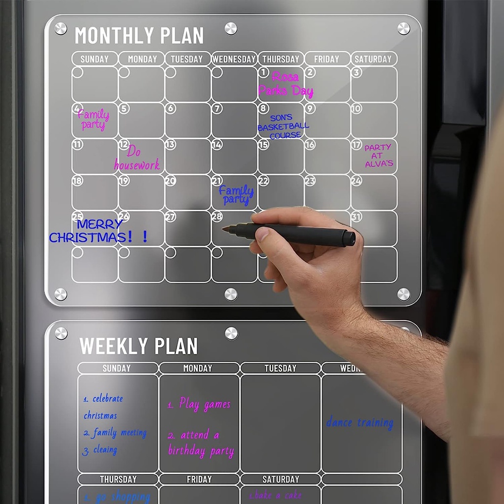 OATSBASF Transparent Monthly/Weekly Daily Schedule Magnetic Whiteboard ...