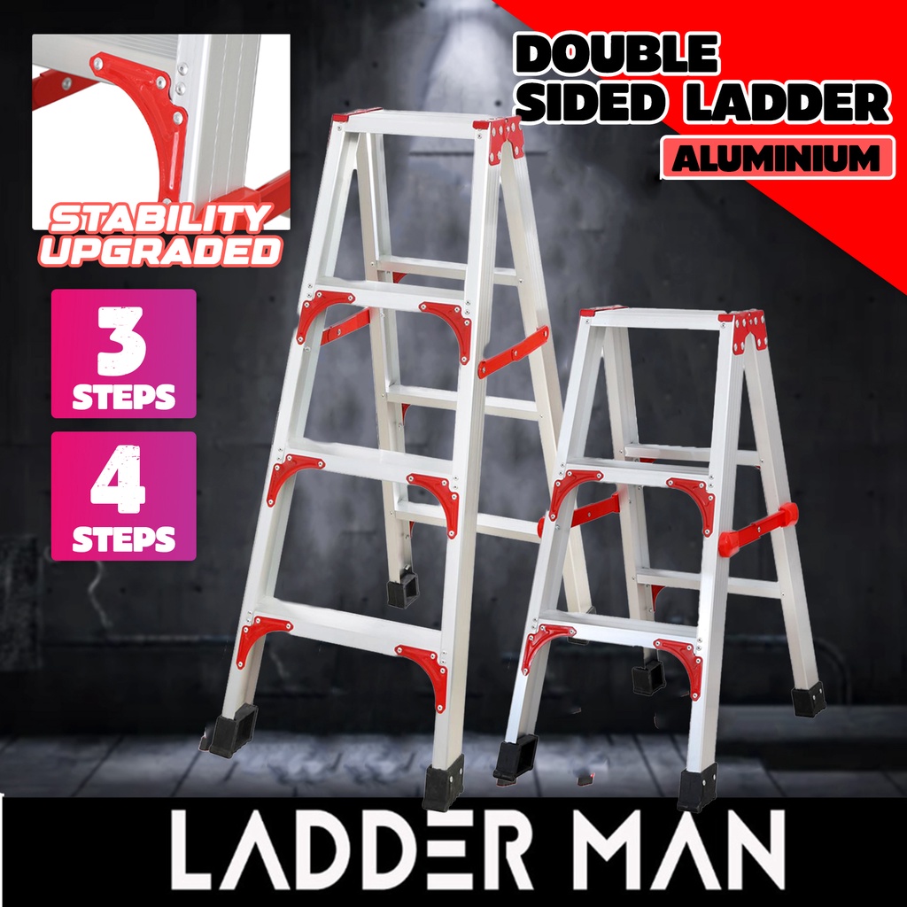 3/4 Step Ladderman Heavy Duty Aluminium Double Sided Ladder Multi ...
