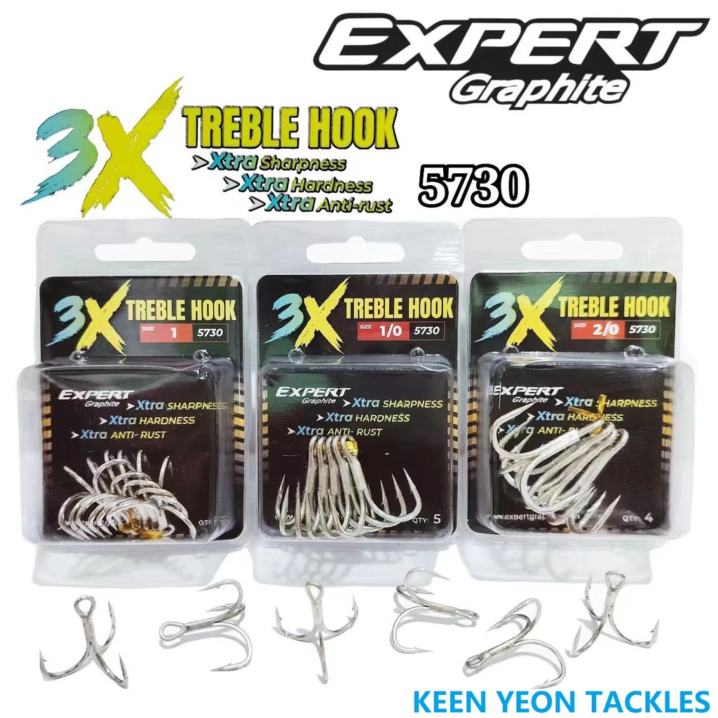 EXPERT GRAPHITE 3x TREBLE FISHING HOOK ( 5730 ) | Shopee Malaysia