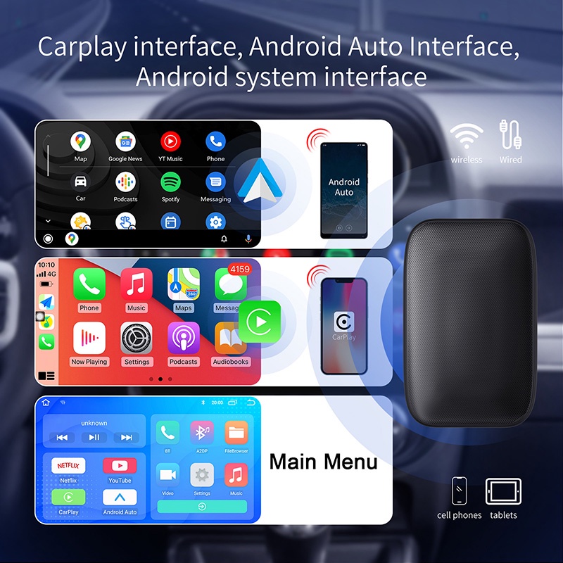 Mini Carplay Ai Box Wired To Wireless CarPlay Android Auto Plug and ...