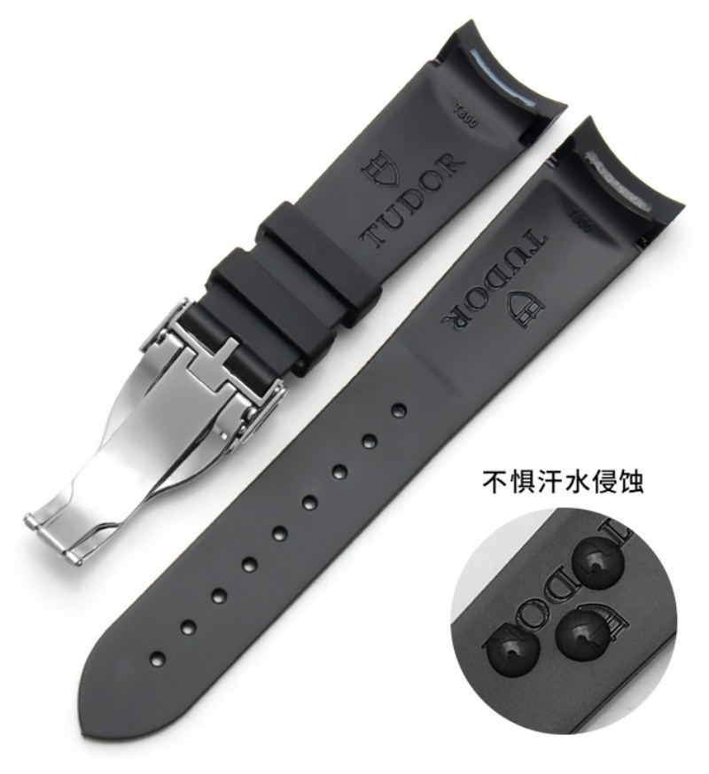 High Quality Fluororubber Watch Strap for Tudor Black Bay 22mm Curve ...