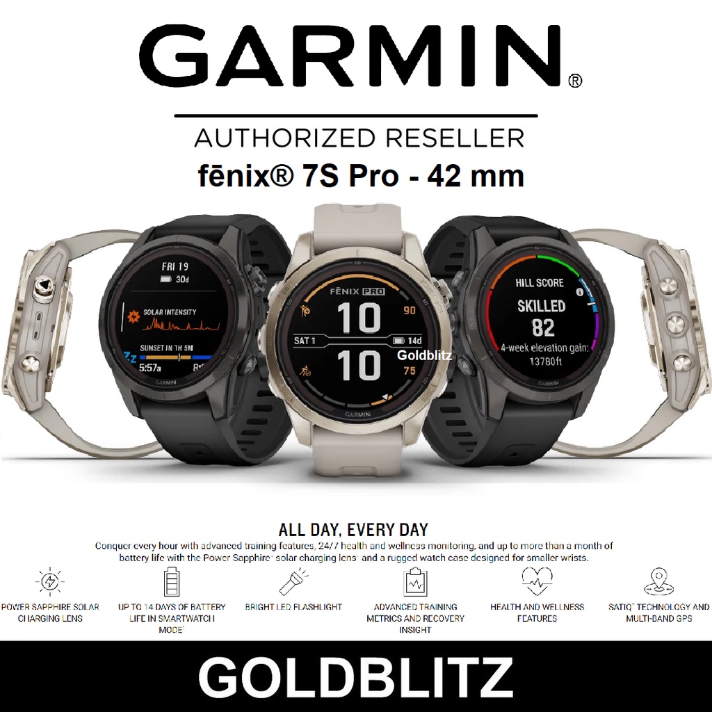 Garmin Fenix 7s Pro Solar Sapphire 42mm Premium Multisport GPS Smart ...