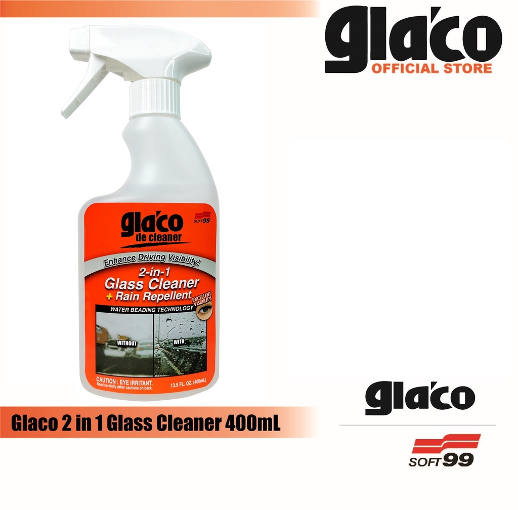 SOFT 99 Glaco De Cleaner 2-in-1 Glass Cleaner + Rain Repellent (13 ...