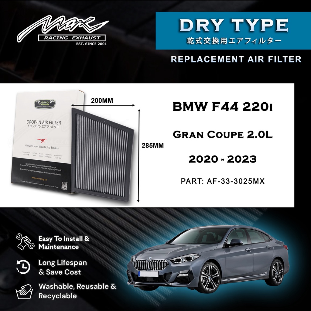 BMW F44 220i Gran Coupe 2.0L 2020 to 2023 33-3025MX Max Racing Exhaust ...