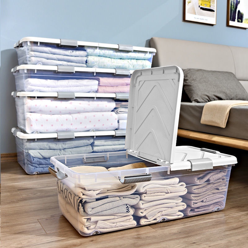 【i.Rumah】Clear Transparent Storage Box Kotak Simpanan Roda Storage Box ...