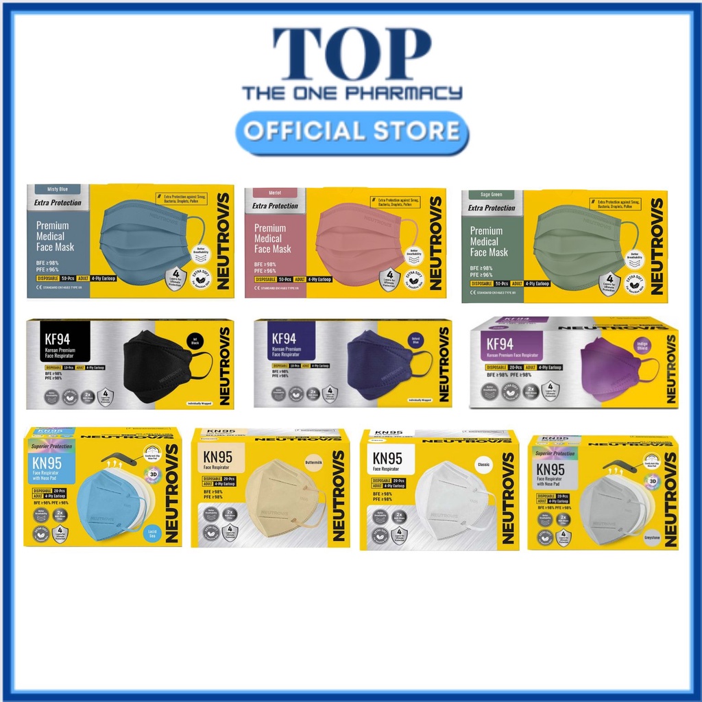 NEUTROVIS KF94 KN95 Basic/Premium Medical Face Mask 4Ply/3Ply 10's/20's ...