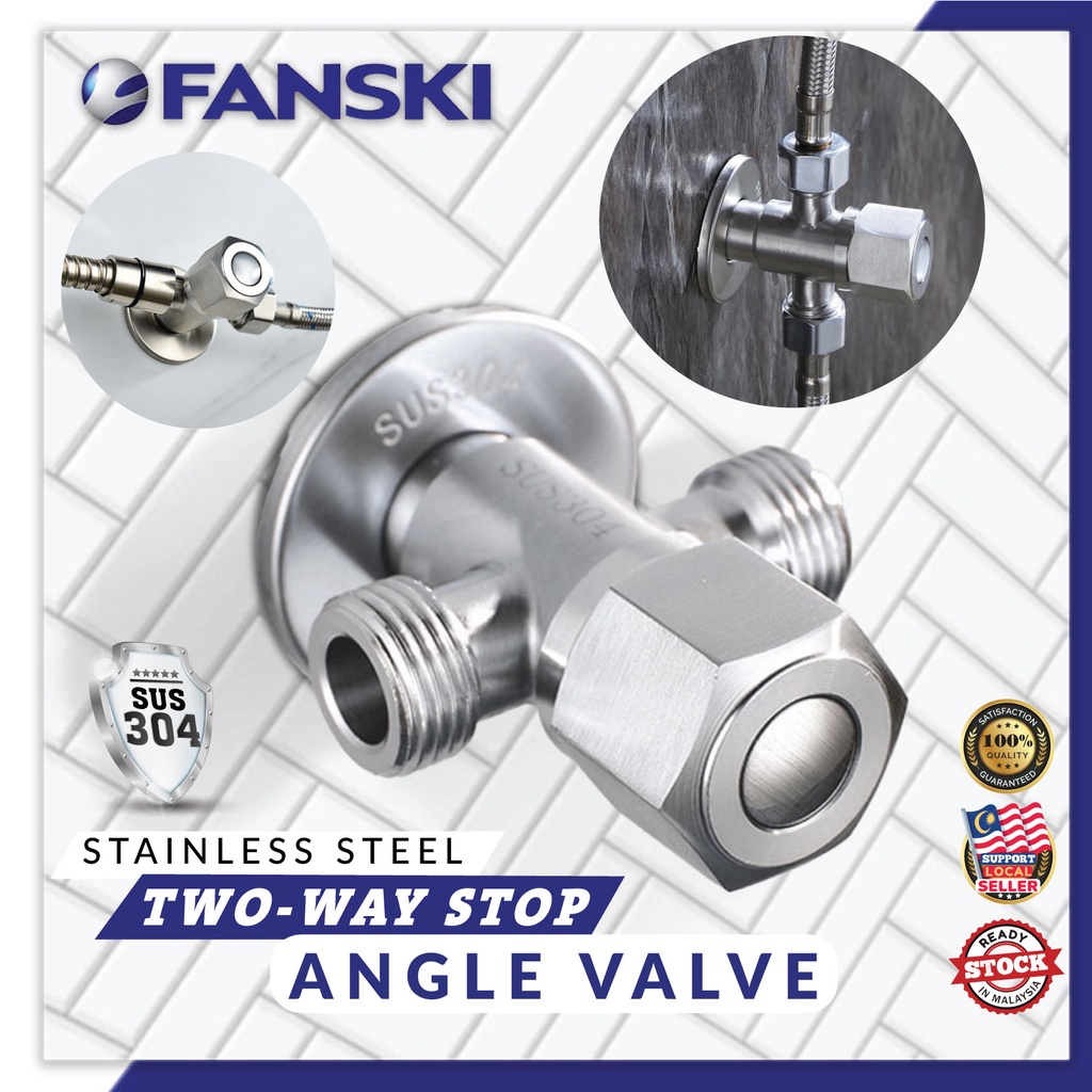 SUS304 Stainless Steel Kitchen Bathroom Two Way Stop Angle Valve AT ...