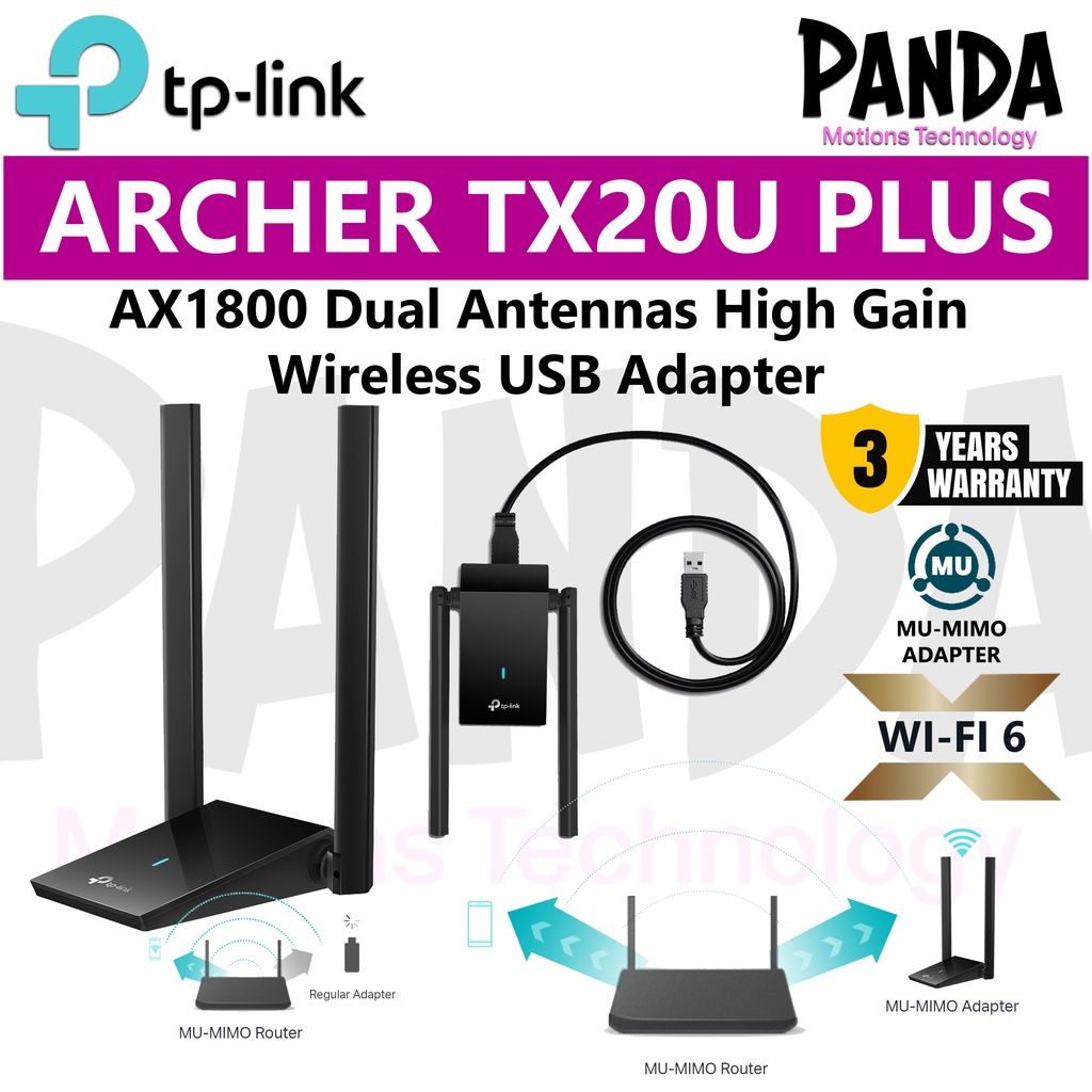 TP-Link AX1800 Dual Antennas High Gain Wireless USB Adapter (Archer ...