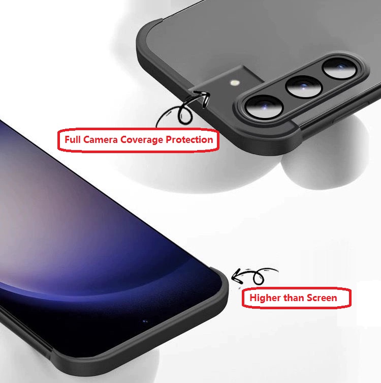 Samsung S23 Ultra S22+ Soft Q Bomb TPU Corner Pad Bumper + Tempered ...