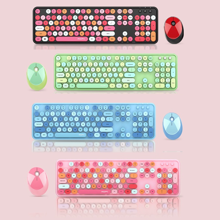 MOFII Sweet Mixed Colour Wireless Keyboard Set PC Laptop Office Gifts ...