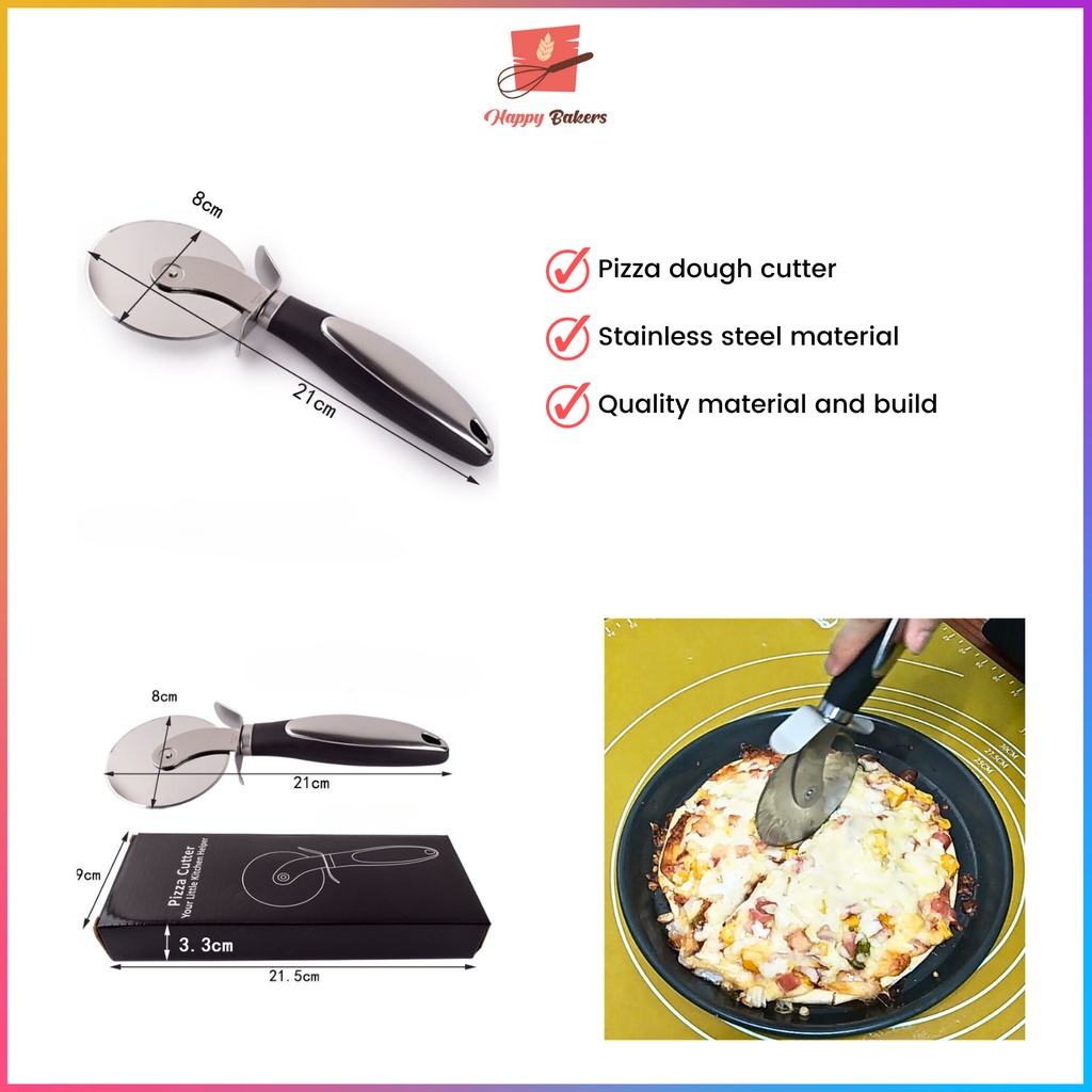 Pizza Cutter | 8cm Stainless Steel Cutter | Plastic Handle | Shopee ...