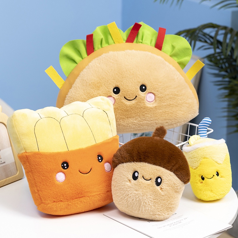 【Fast Delivery】New Cute Hamburger Fries Plush Toy Pizza Coffee Orange ...