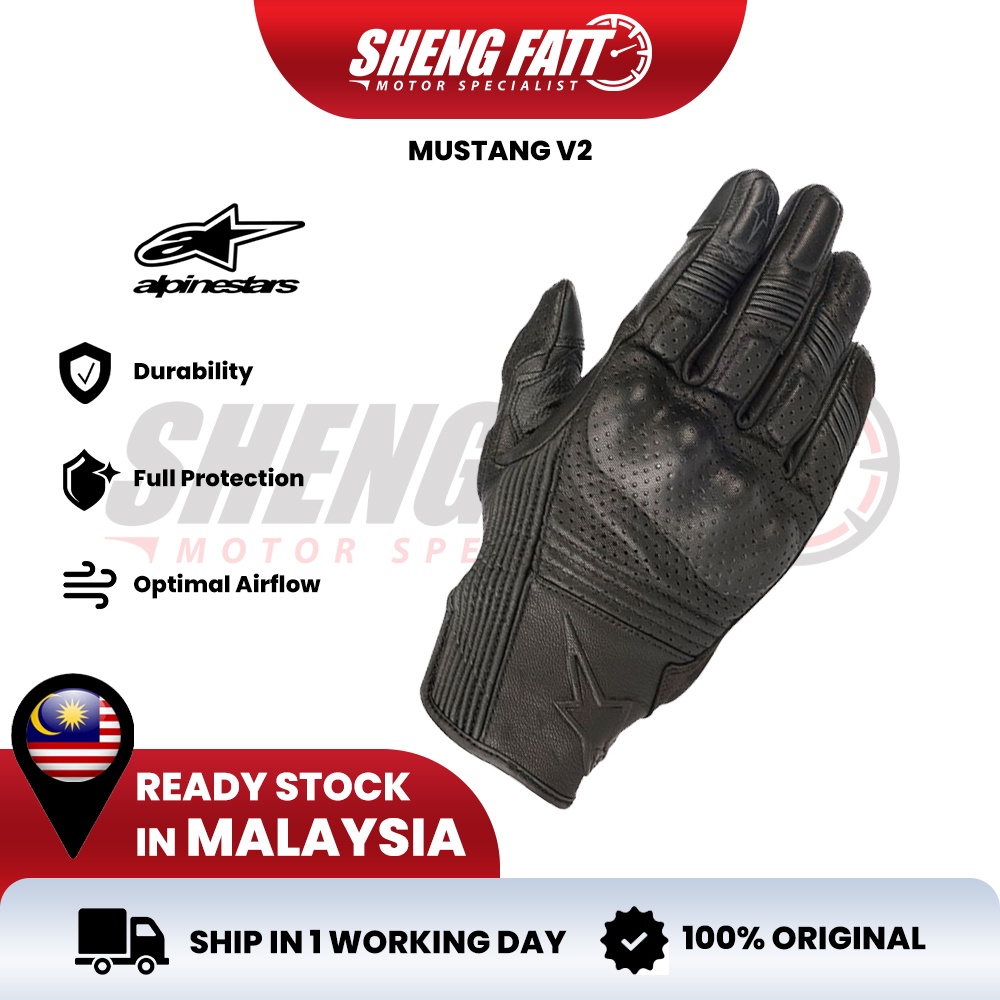 ALPINESTARS Mustang V2 Motorcycle Gloves Non-Slip Riding Glove Sarung ...