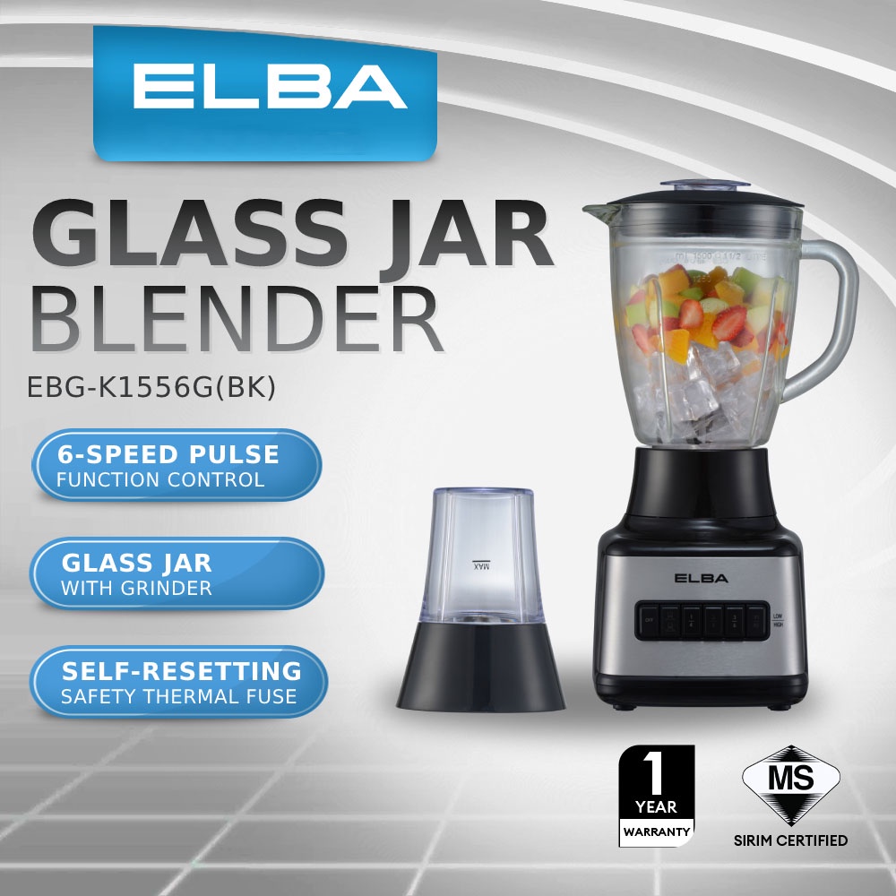 Elba 6 Speed | 1.5L Glass Jar Blender EBG-K1556G / EBG-K1556G(BK ...