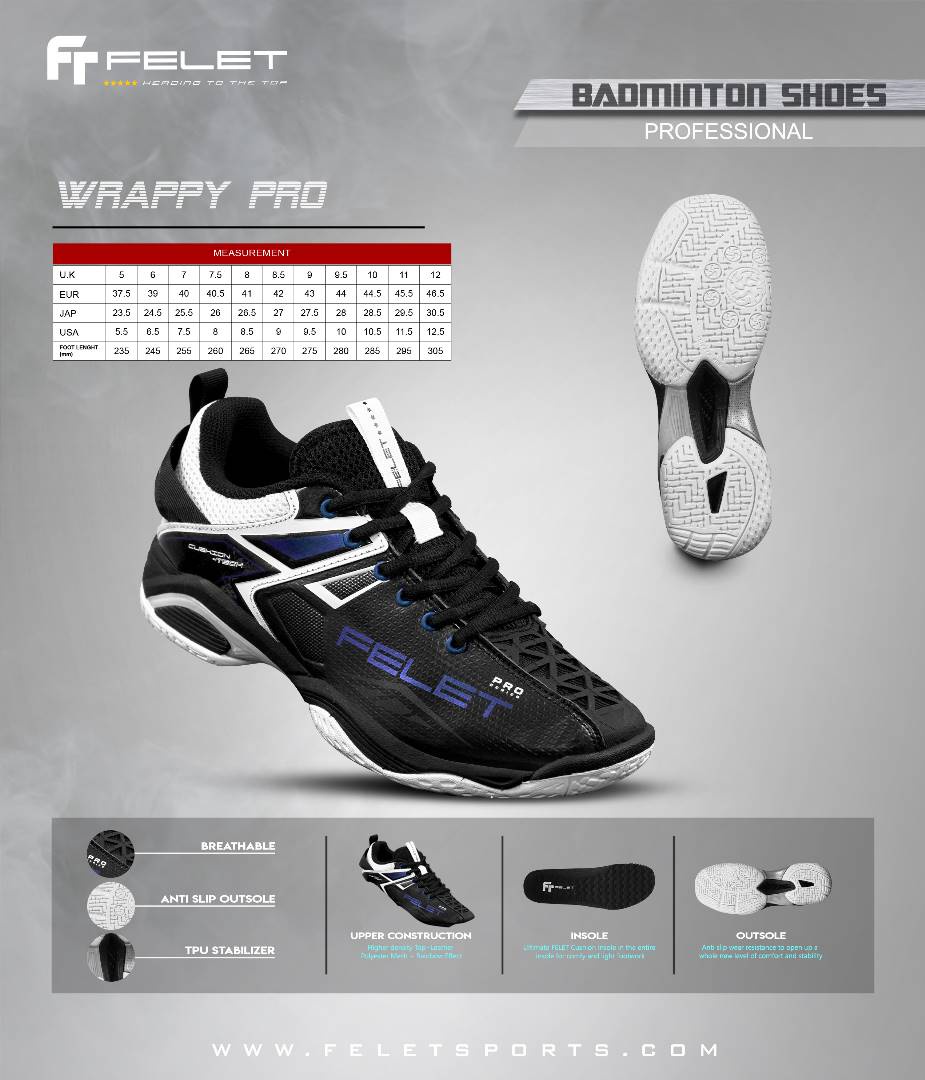 Felet New WRAPPY Pro Badminton Shoes Pro Series High End Kasut ...