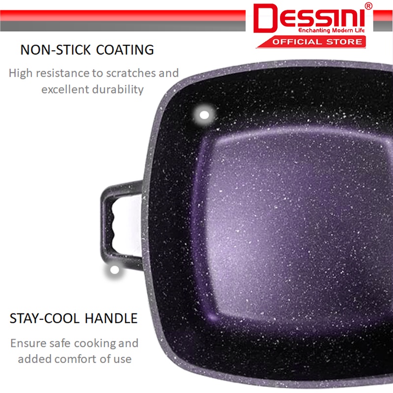 DESSINI ITALY 20CM Casserole Die Cast Aluminium Non Stick Pot Bowl Pan ...