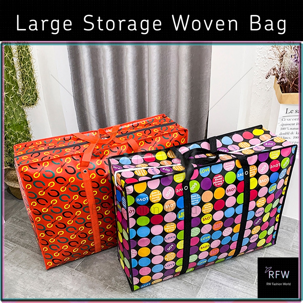 Large Capacity Woven Bags / Beg Guni Berzip | Shopee Malaysia