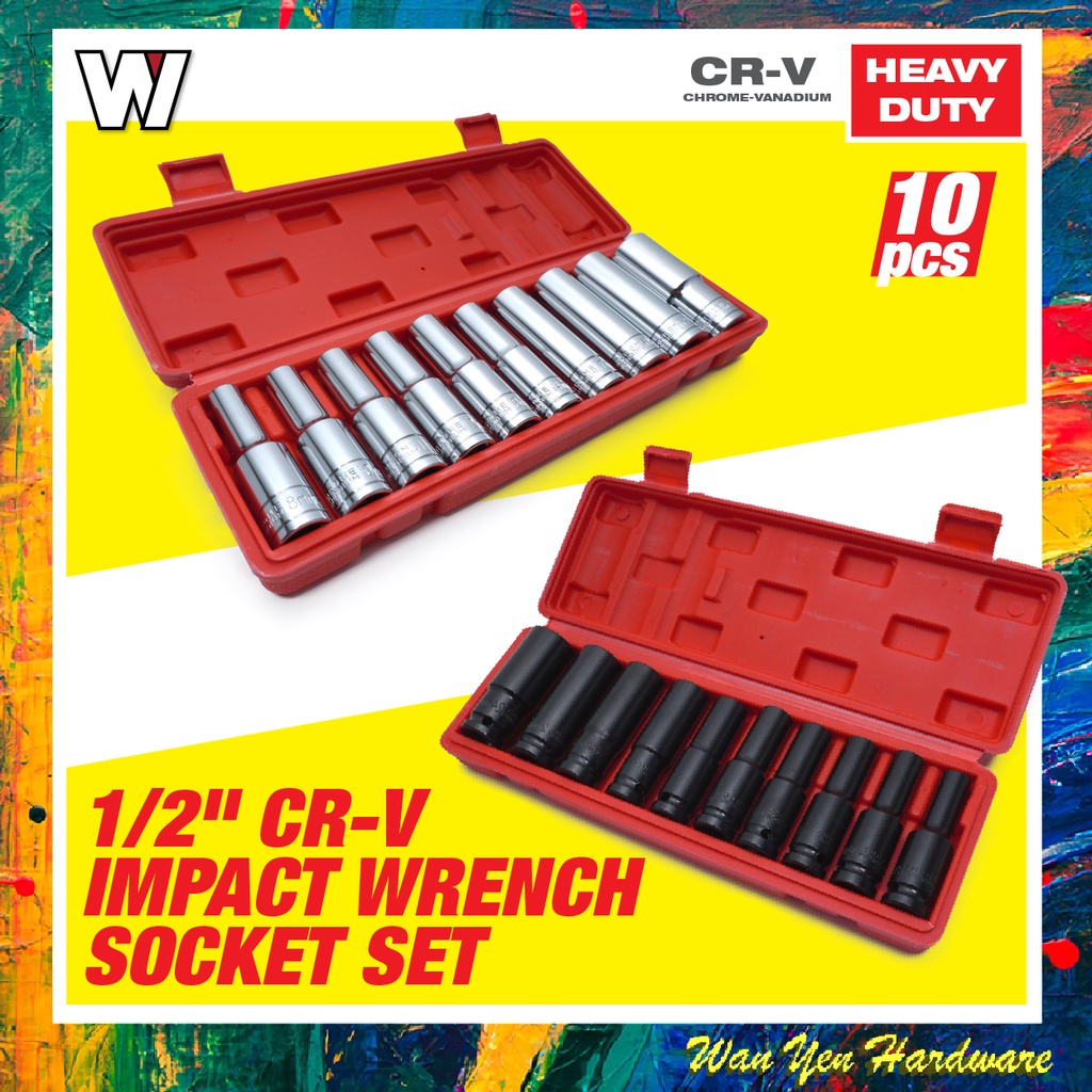 10 PCS CR-V IMPACT WRENCH SOCKET SET - 1/2" Impact Socket | Shopee Malaysia