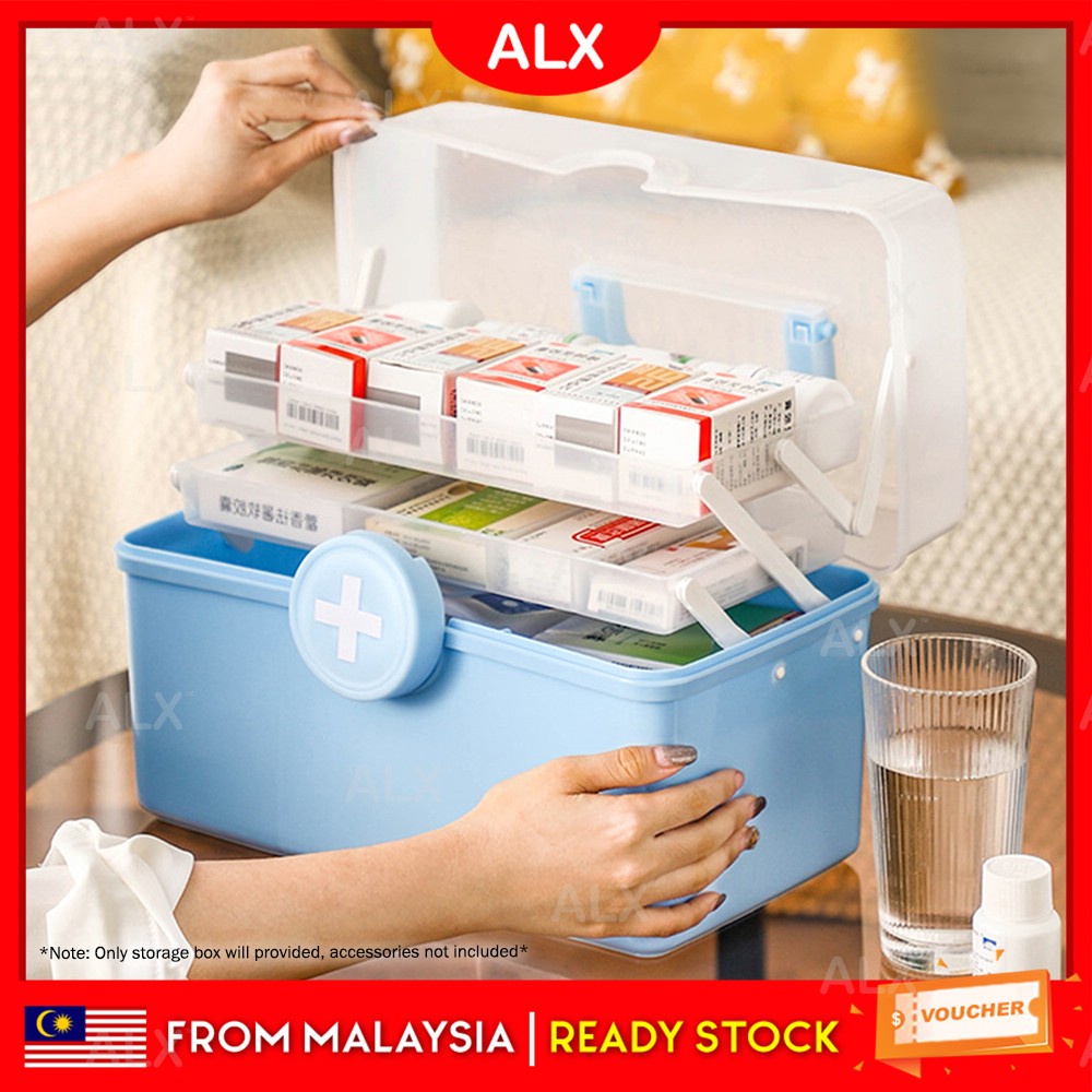 ALX 3 Tier First Aid Box Medicine Storage Box Household Hand Carry ...