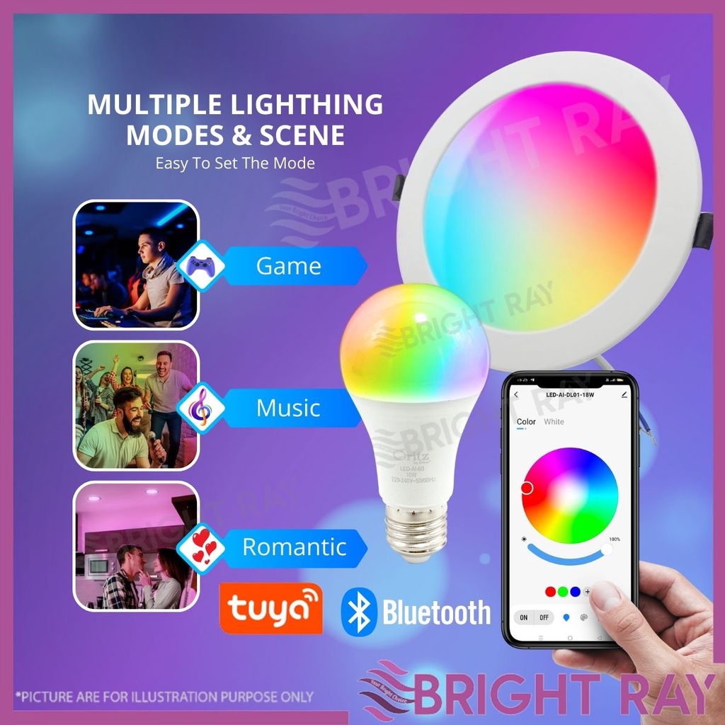 SMART LIGHTHING Wifi LED Downlight E27 Bulb Lampu Wifi Ceiling ...