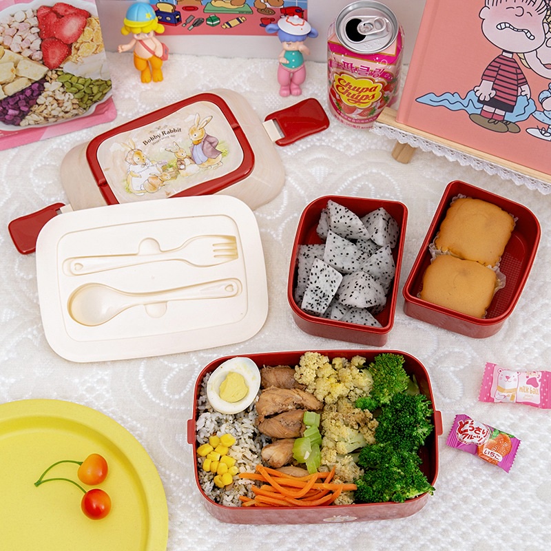 Lunch Box Layered Meals Container Cute Children Bento Box Set Bekas ...