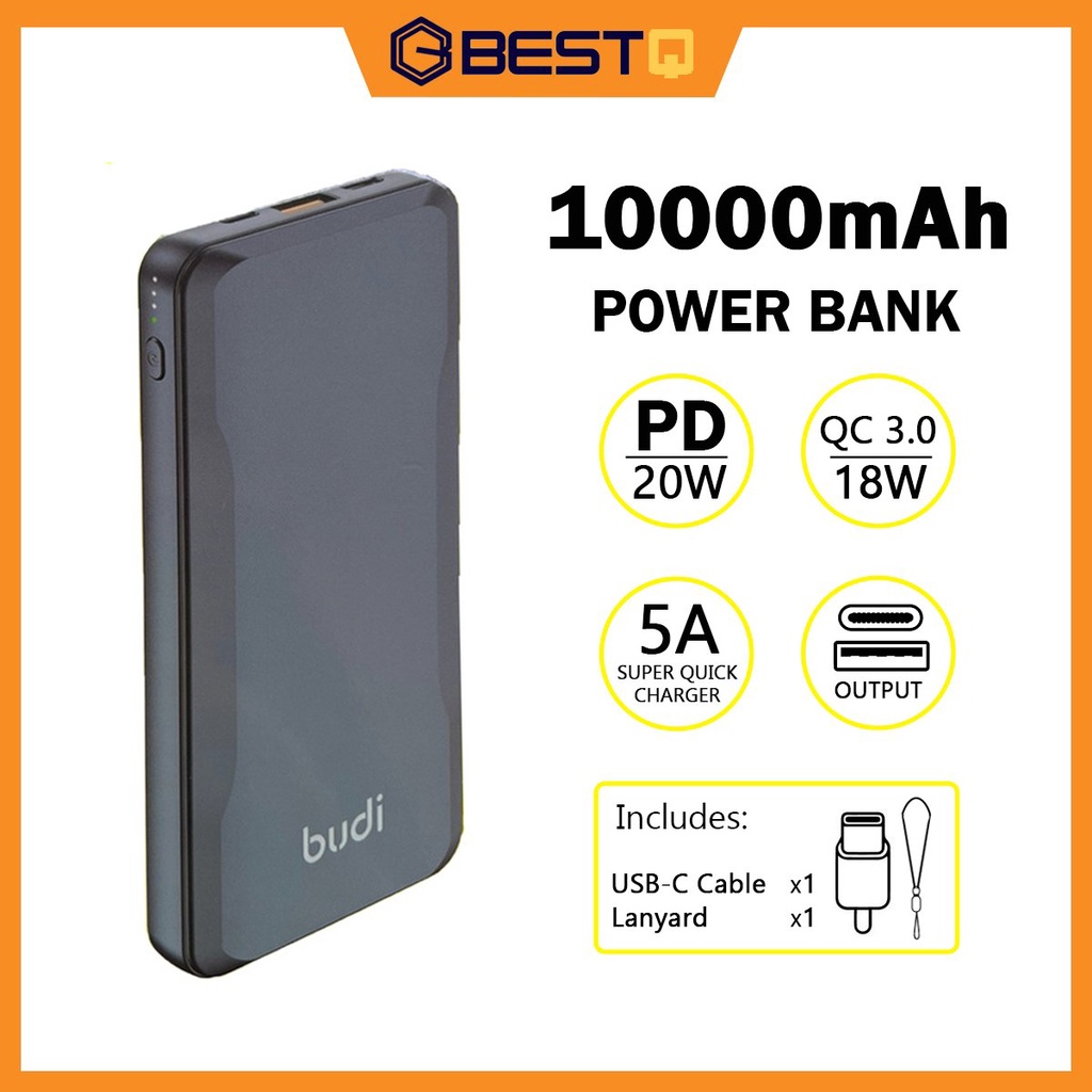 Budi 20W PD Power Bank 10000mAh USB Type C Portable Charger with Power ...