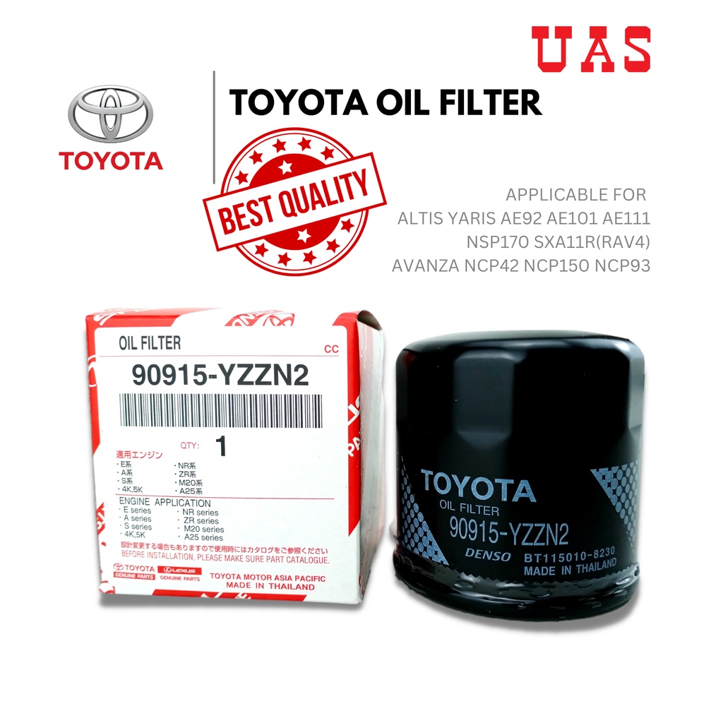 TOYOTA GENUINE OIL FILTER 90915-YZZN2 For VIOS, YARIS, ALTIS, RAV4 ...