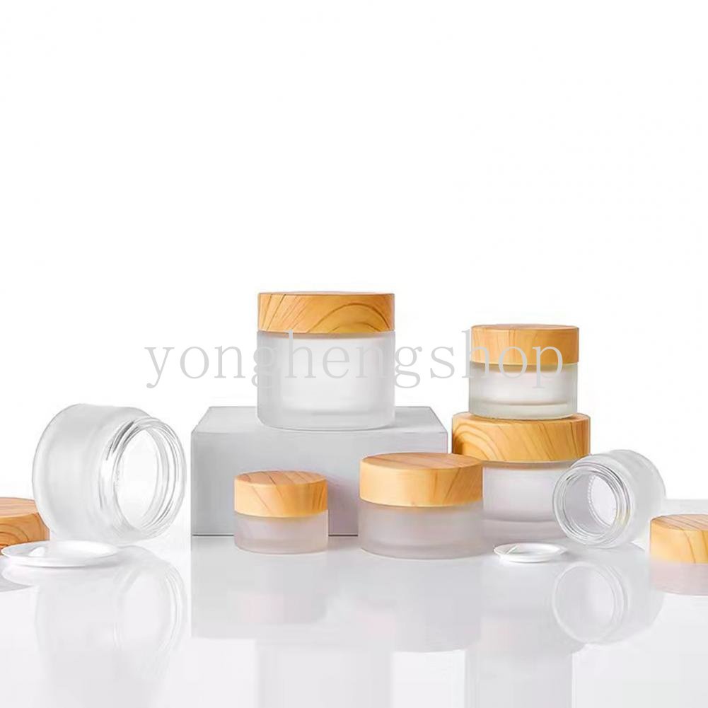 10g/30g/50g Wood Grain Glass Cream Box Frosted Glass Face Cream Jar ...