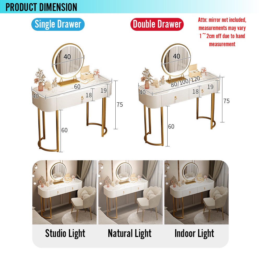 Encora Wooden Dressing Table With Drawers Meja Solek Berlaci Makeup ...