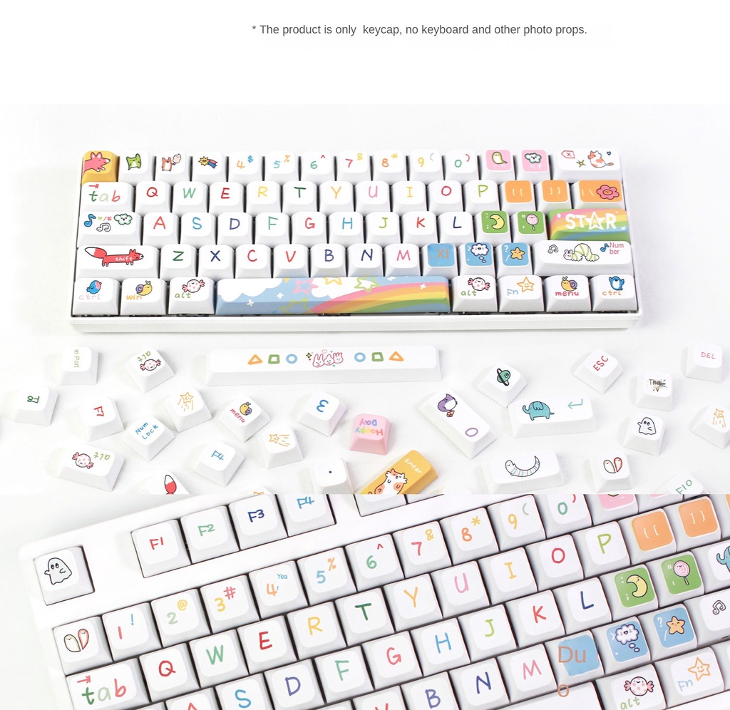 Cute color hand-painted animal party XDA keycap PBT thermal sublimation ...