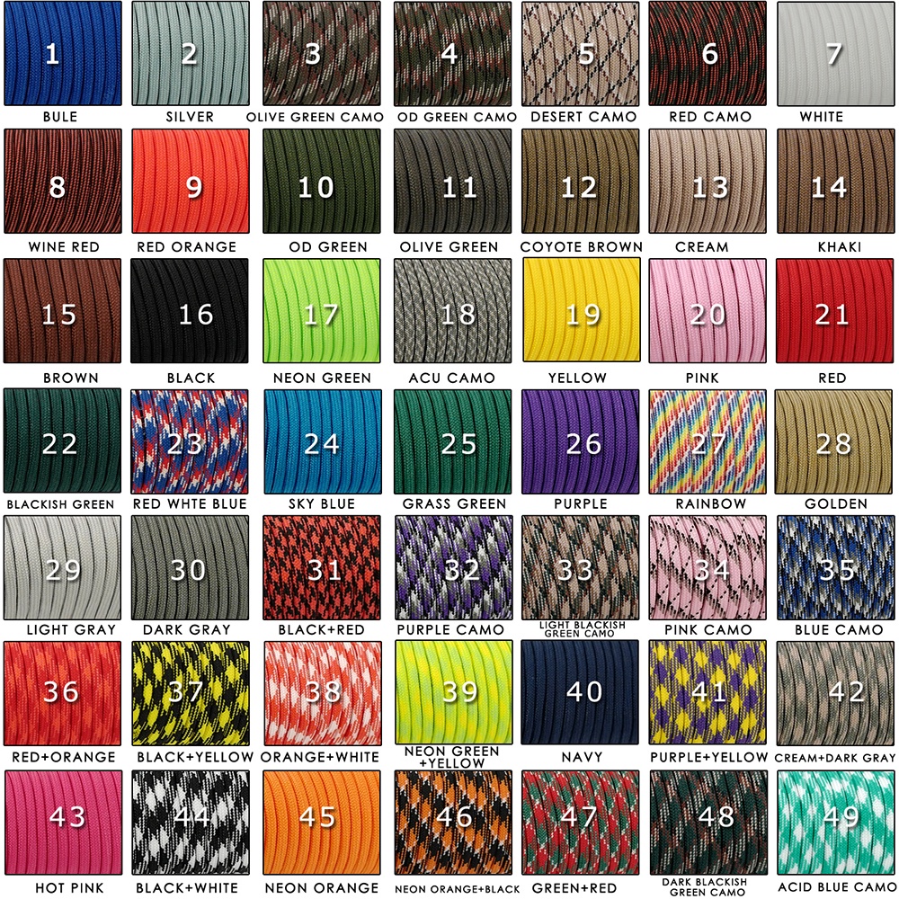AONIJIE Lin01 7 Strand Paracord Nylon Rope - Multiple Colours (4mm ...