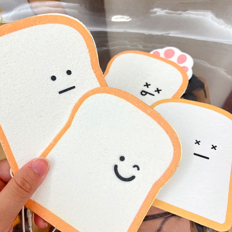 Cute Kawaii Toast Bread Shaped Scouring Pad Compressed Wood Pulp Sponge ...