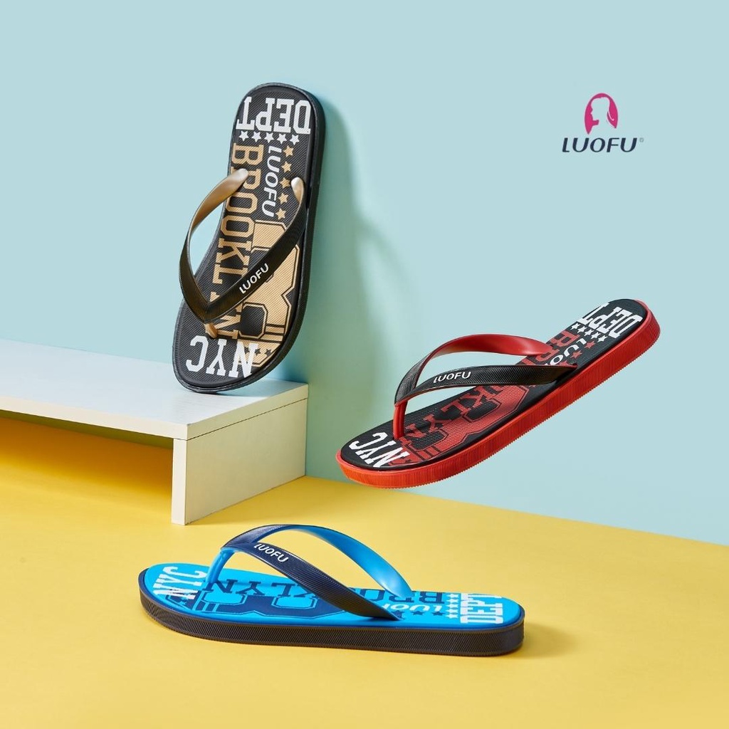 LUOFU Men PVC NYC Flip Flops Slippers F1186-B21M | Shopee Malaysia