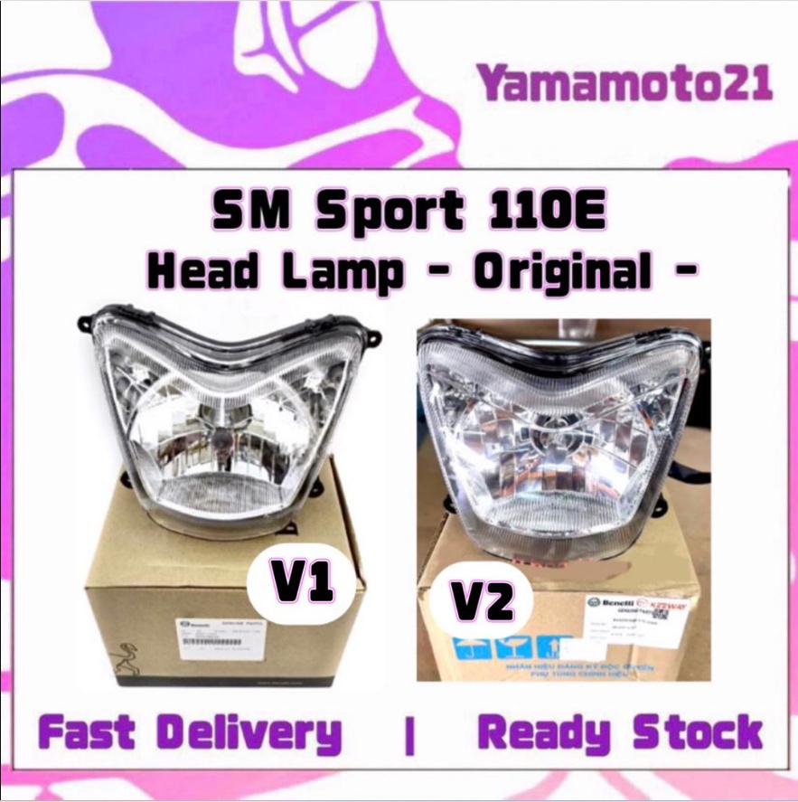 ORI BENELLI SM SPORT 110 E 110E V1 V2 N2 FRONT HEAD LAMP HEADLAMP LAMPU ...