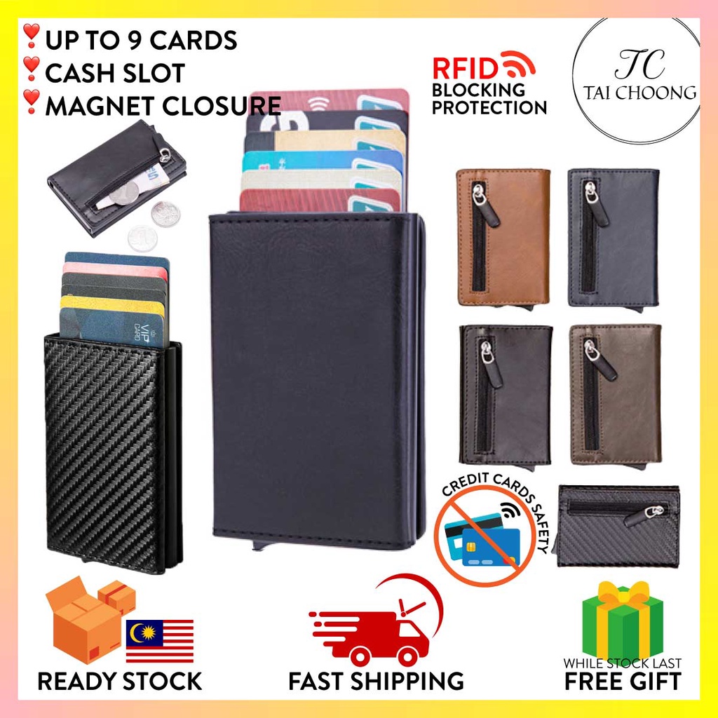 TC BW-025 Magnet Zipper Card Holder With Slim Side Push Pop Up Metal ...