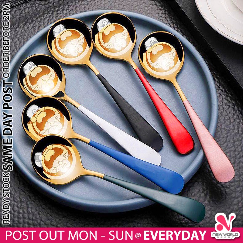 𝗠𝗜𝗥𝗥𝗢𝗥 𝗣𝗢𝗟𝗜𝗦𝗛 》Stainless Steel Spoon Soup Coffee Tea Mug Cup Stirring ...