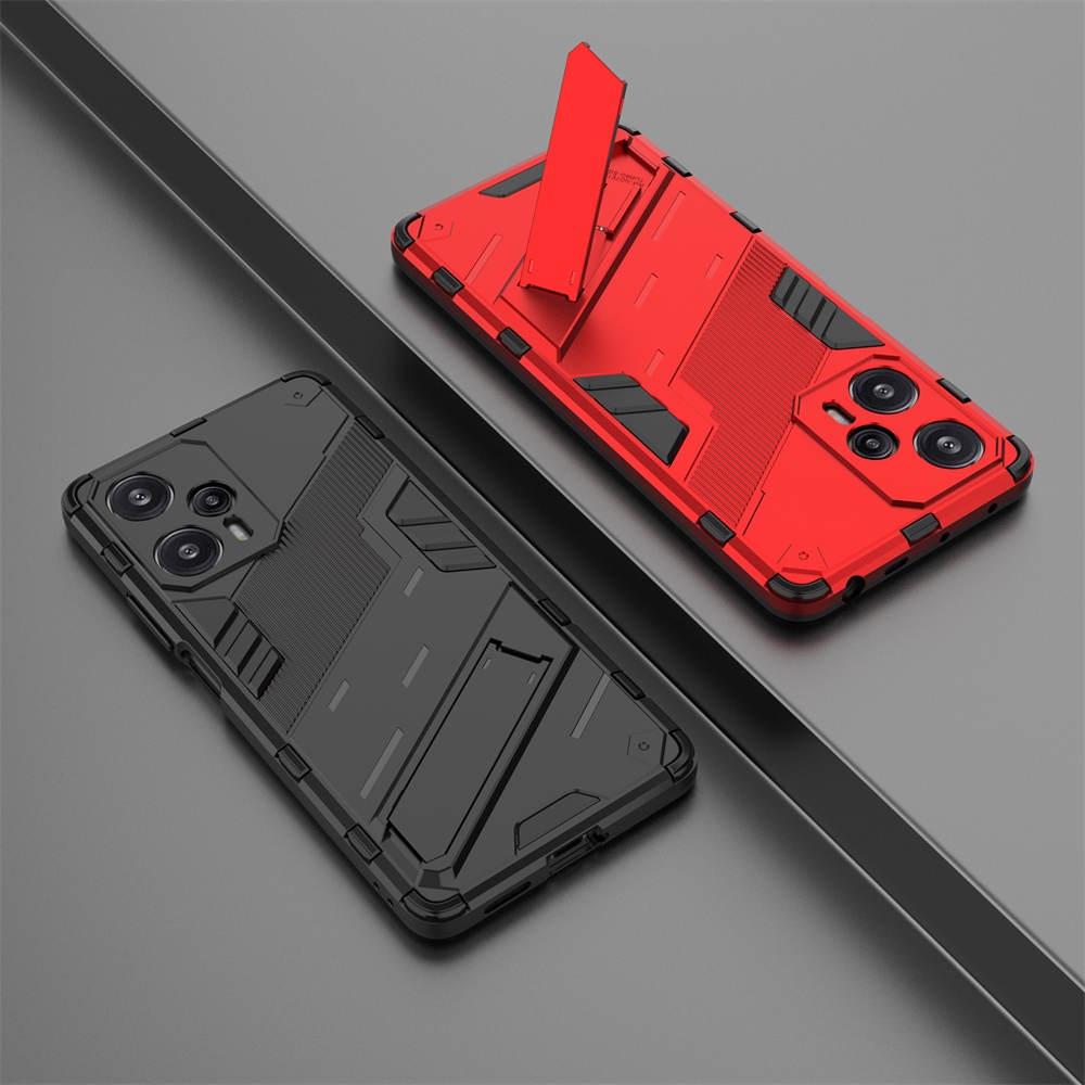 Lenuo Punk Armor Phone Case For Xiaomi Poco F5 Pro Casing Folding Hidden Stand Shockproof All ...