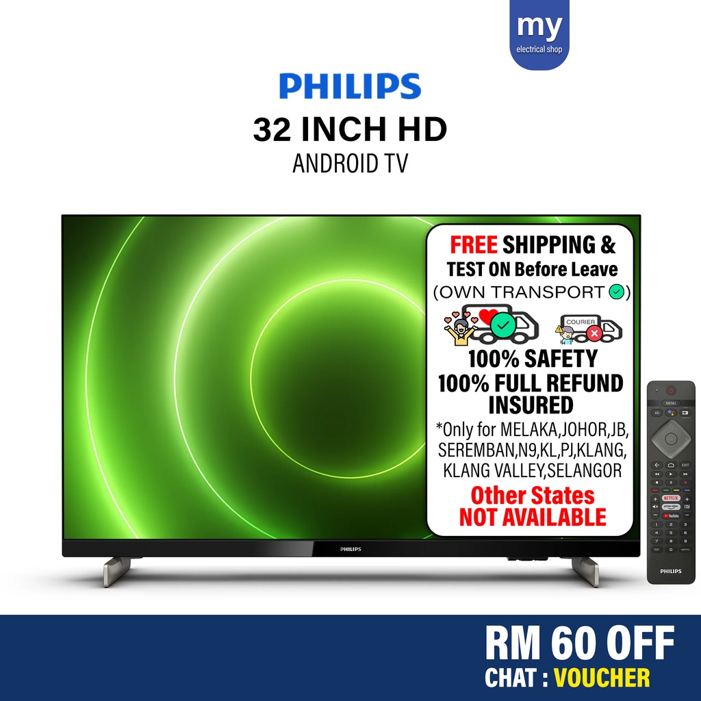 Philips 32 Inch HD Android TV 32PHT6916 | Shopee Malaysia