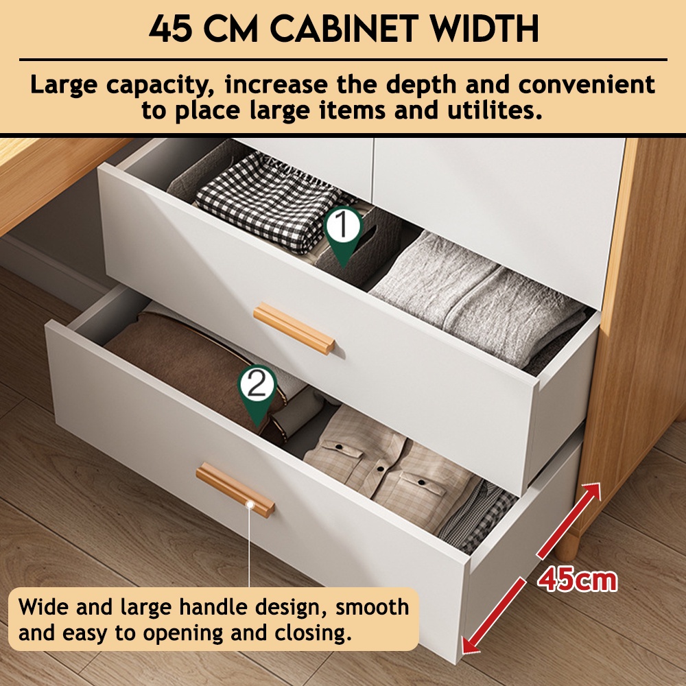 [1PC] Borong365 Wooden Wardrobe Storage Cabinet Large Space Shelf ...