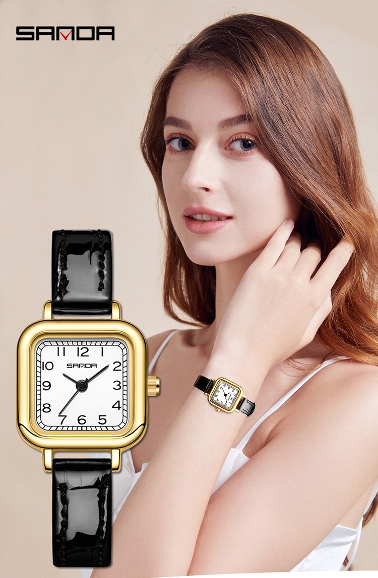 SANDA Women's Square High end Business Fashion Simple Luxury Quartz ...