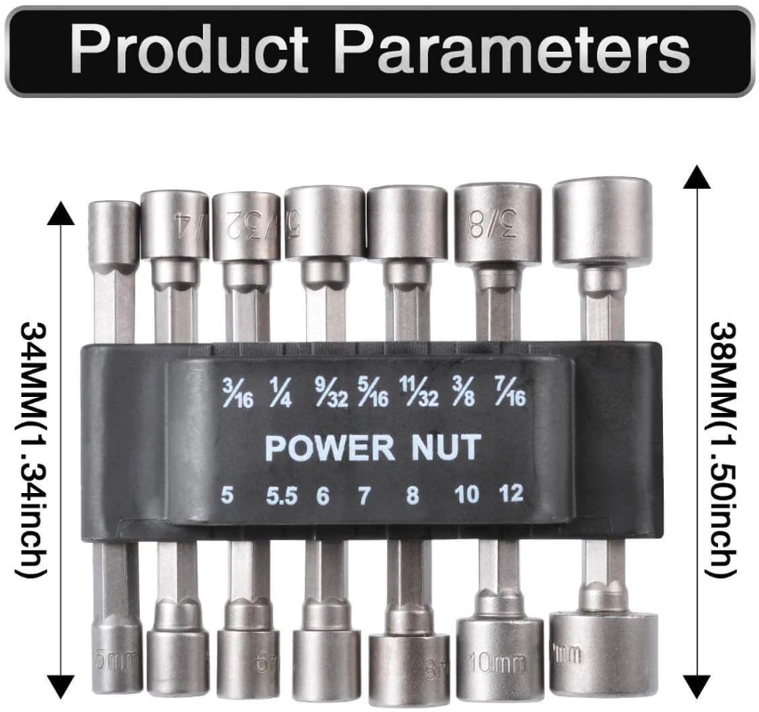 New 14pcs Power Nut Driver Drill Bit Set 5-12mm Hexagonal Shank Hex Nut ...