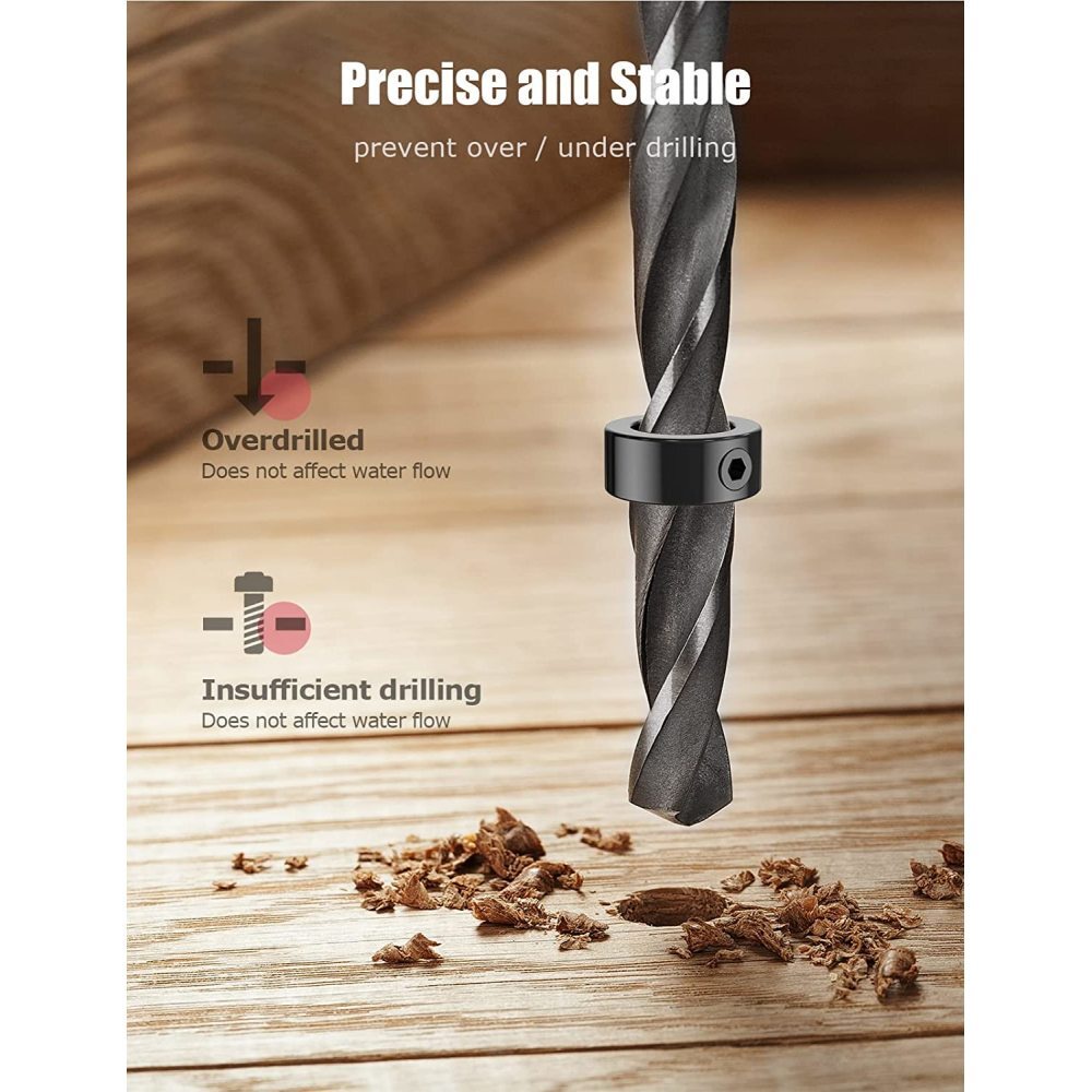 New Drill Depth Stop Bit Collar Set Adjustable Positioner Limit Ring ...