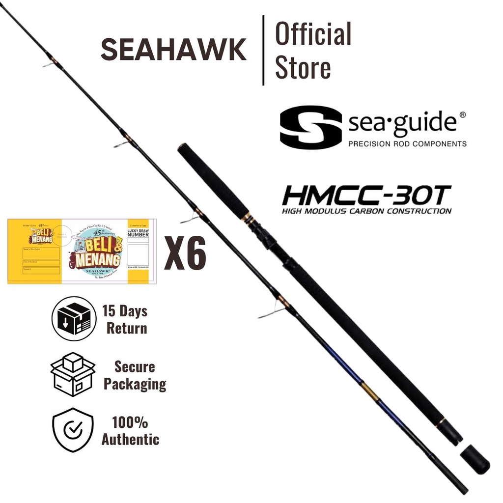 Team Seahawk Popping Black Gator 30T HIGH Carbon Saltwater Popping Rod ...