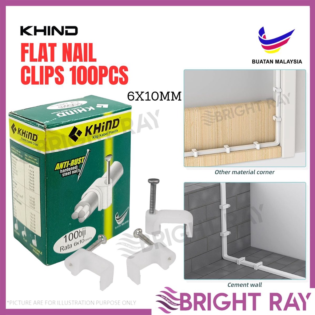 [100PCS] KHIND Flat Cable Clips 6x10MM White Wire holder Staple Cable ...