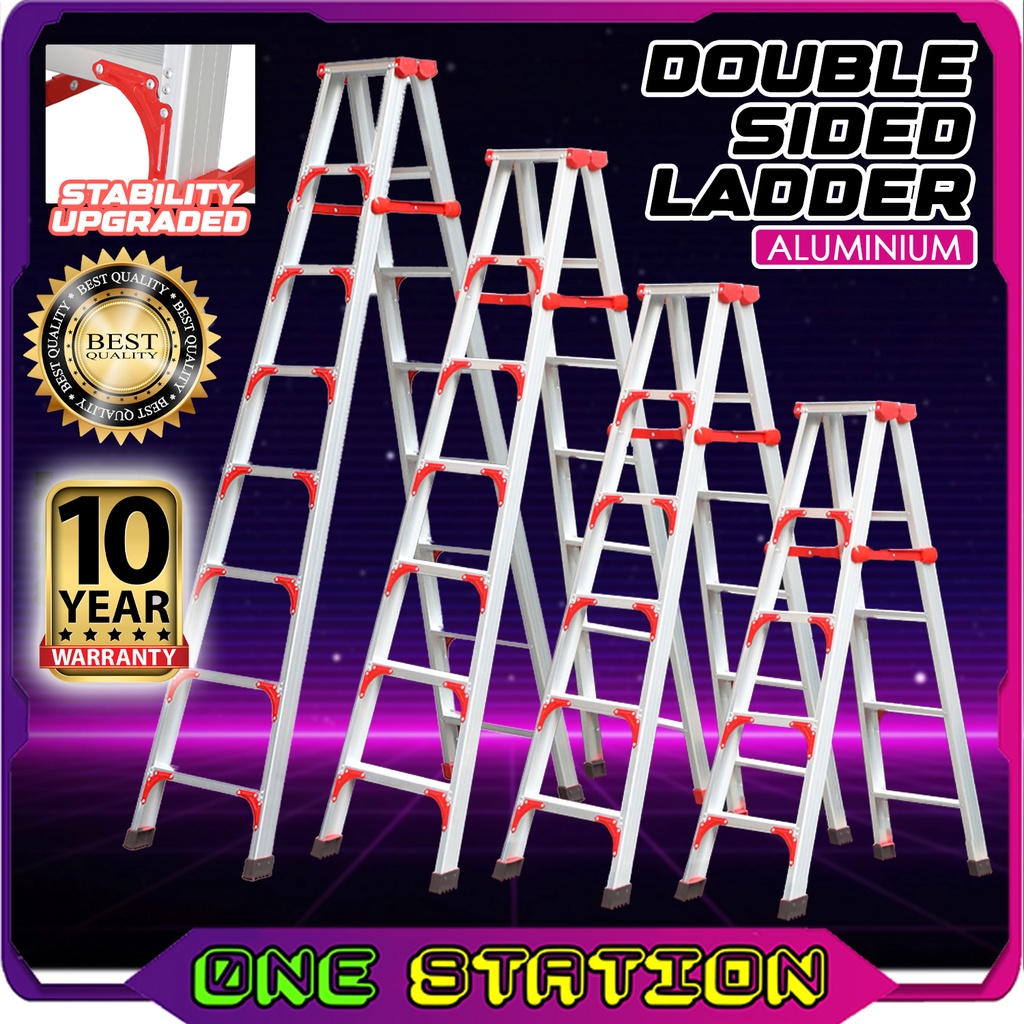 5/6/7/8 Step Ladderman Heavy Duty Aluminium Double Sided Ladder Multi ...