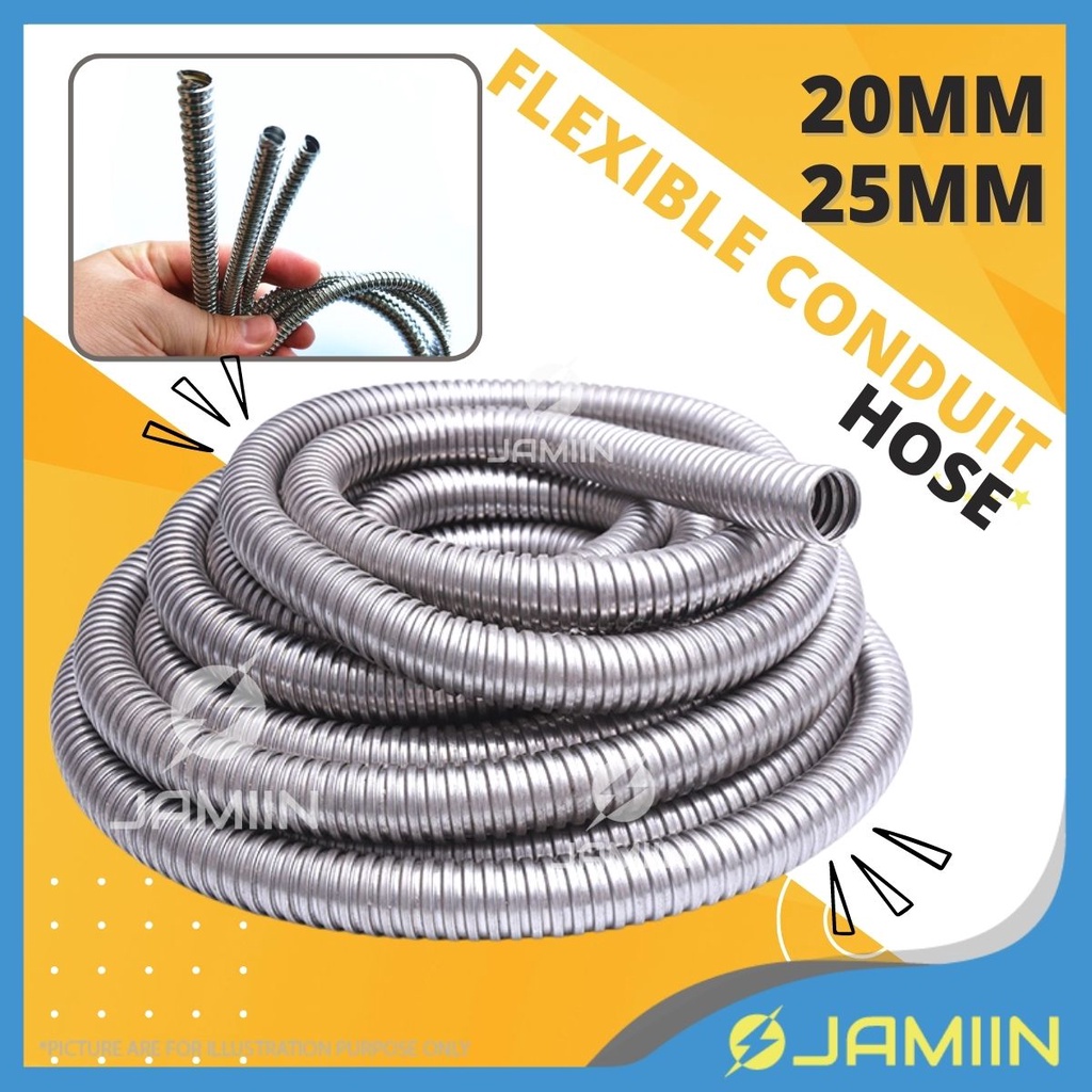 [1ROLL] 20mm / 25mm Flexible Conduit Hose GI Steel Pipe Flexible Metal ...