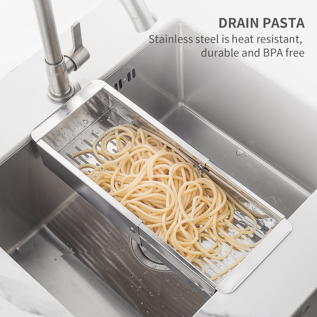 Adjustable Dish Stainless Steel Sink Drain Basket Telescopic Drain Rack ...