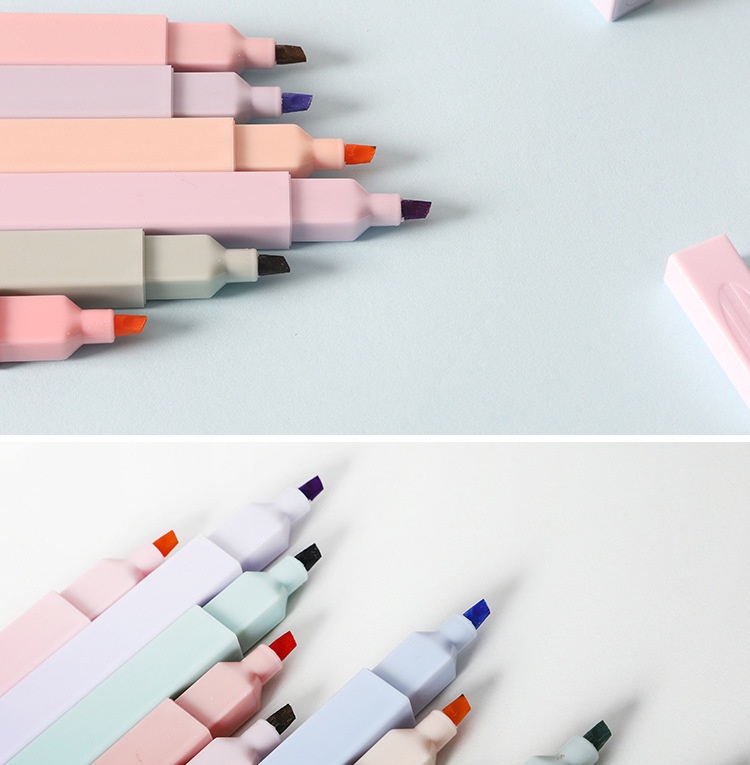 6Pcs/box large capacity eye care fluorescent pen, soft headed light ...