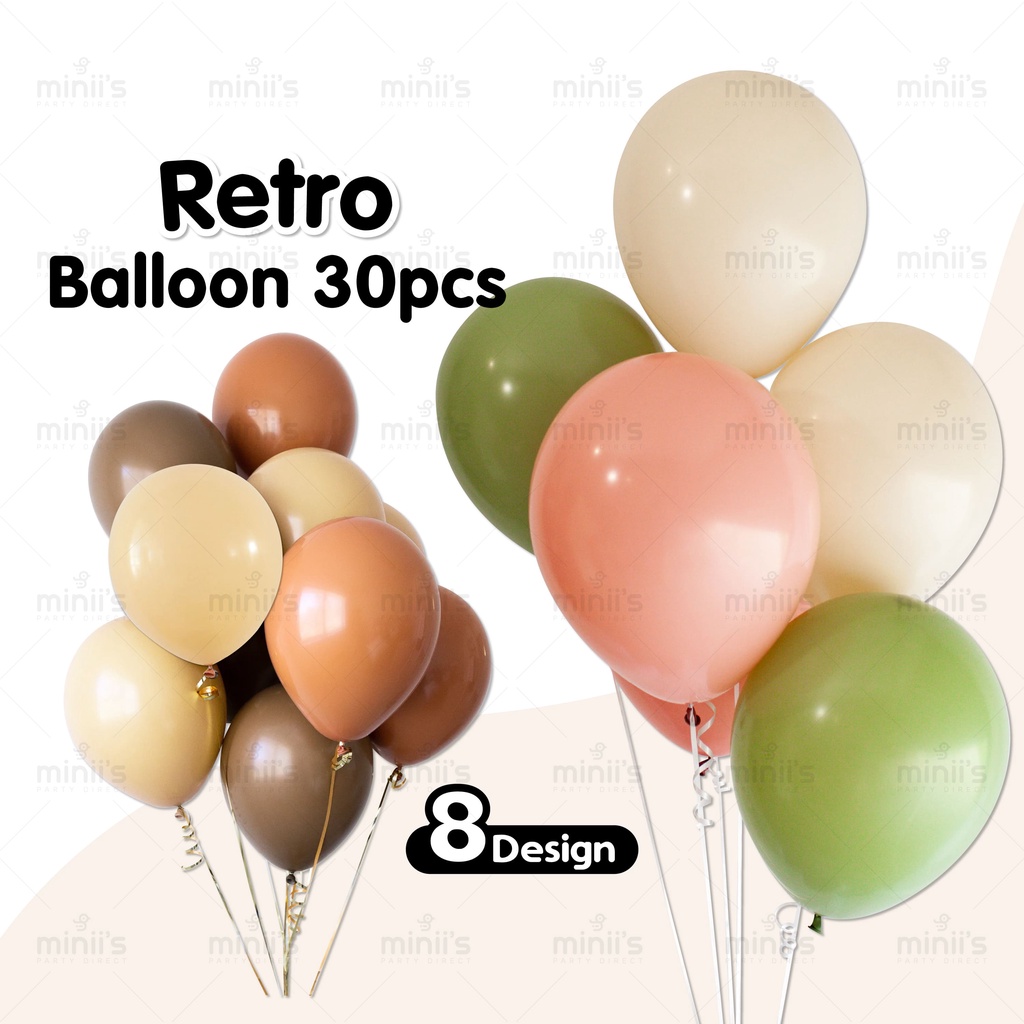 MINIIS PARTY 30pcs Retro Balloon Set Retro Color Balloon Vintage ...