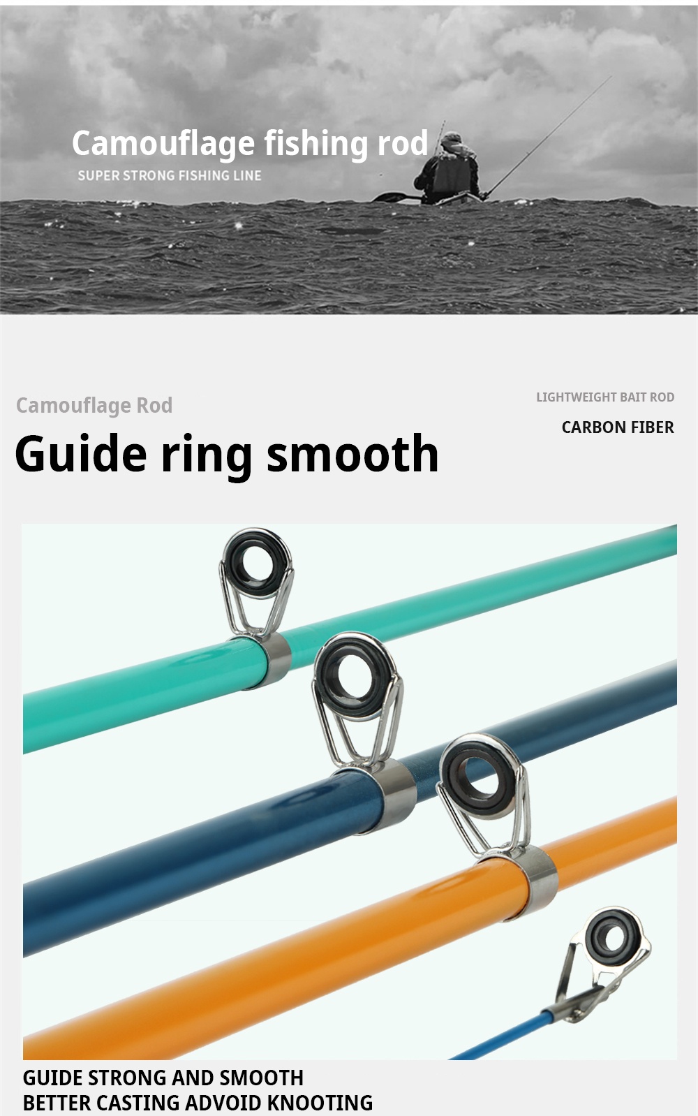 FTK 1.3M-1.8M Casting Fishing Rods For Kids Beginner Fiber Glass ...